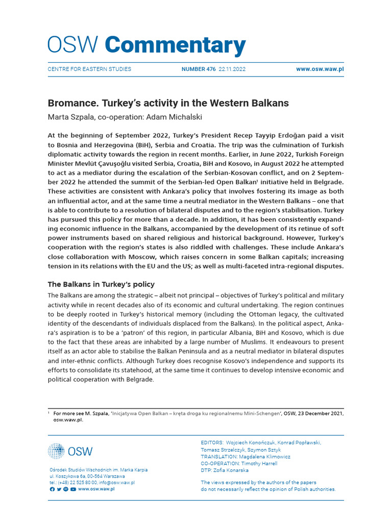 Turkey's Influence in the Western Balkans | PDF | Balkans | Bosnia And ...