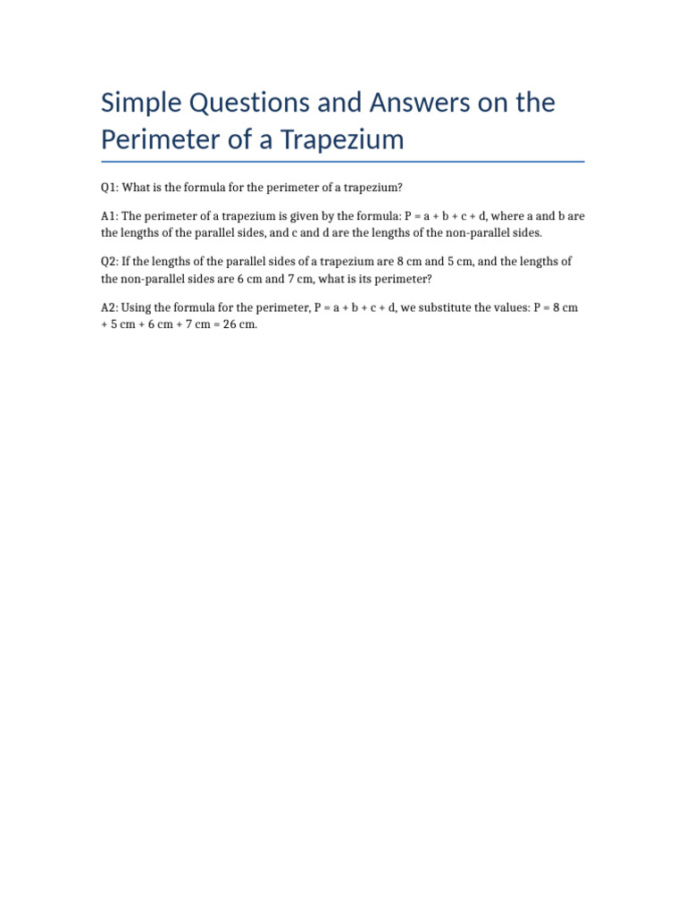 Perimeter of Trapezium Questions | PDF