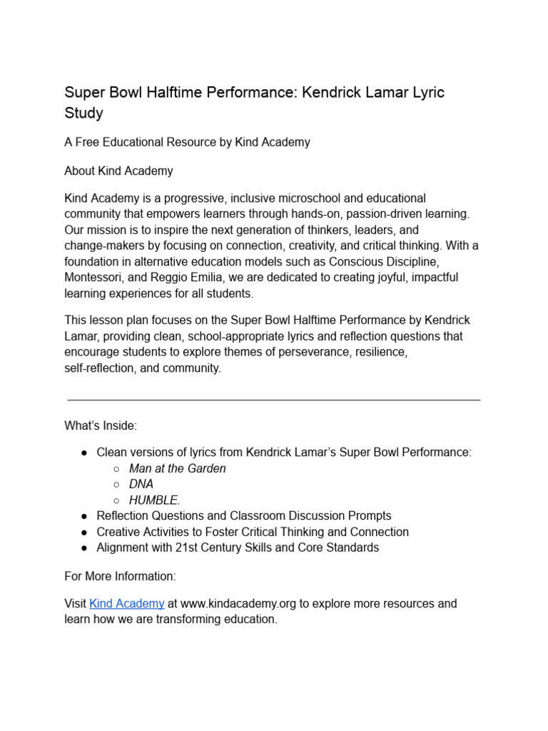 High School Lesson: Kendrick's Symbolism | PDF | Critical Thinking ...