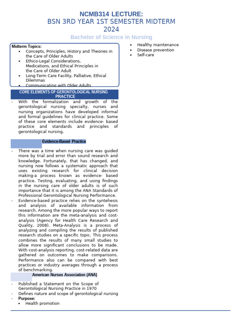 NCMB314 Lec Midterm | PDF | Palliative Care | Grief