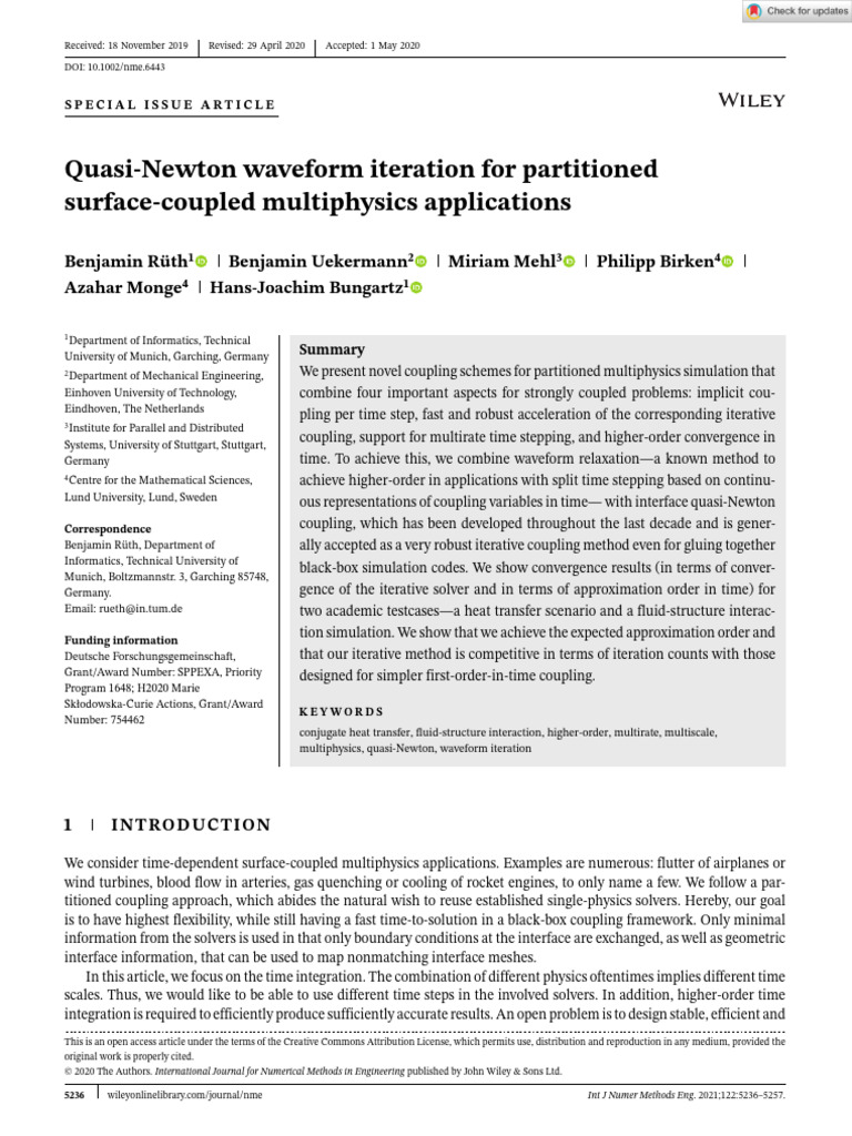 Rüth Et Al. - 2021 - Quasi Newton Waveform Iteration For Partitioned Su | PDF | Interpolation ...