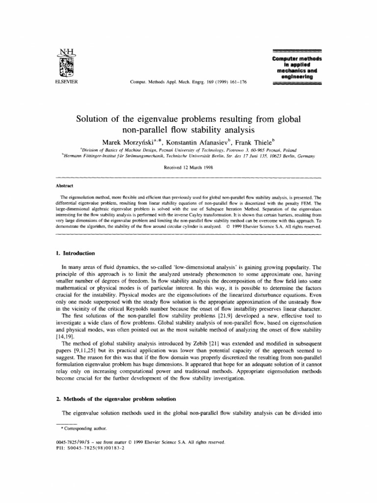 Morzynskl - 1999 - Solution of The Eigenvalue Problems Resulting From | PDF | Eigenvalues And ...