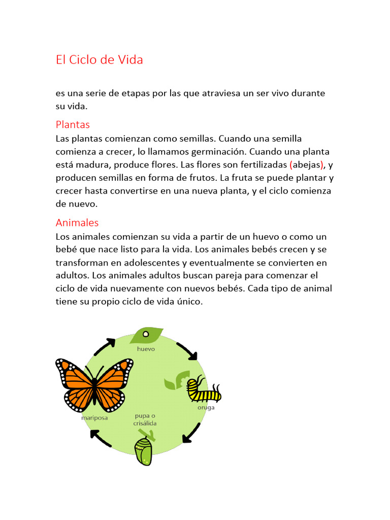 Ciclo de Vida: Plantas y Animales | PDF
