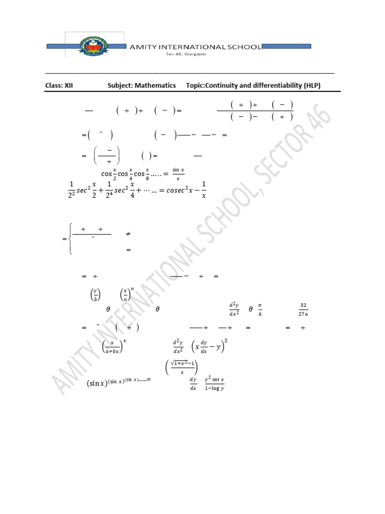 HLP-Continuity and Differentiability | PDF | Mathematics