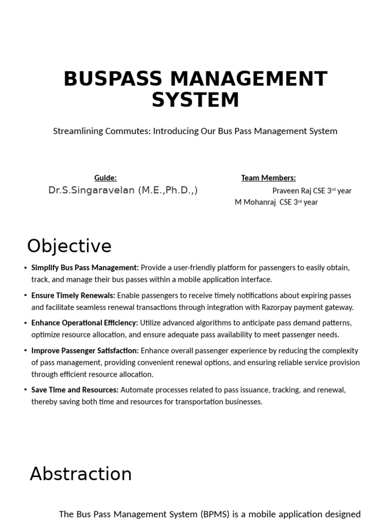 BusPass Management System | PDF | User (Computing) | Mobile App