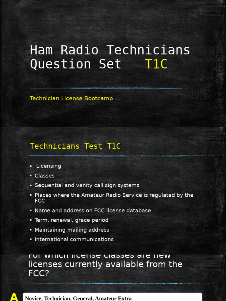 Ham Radio Technicians T1C Questions | PDF | Amateur Radio | Federal Communications Commission