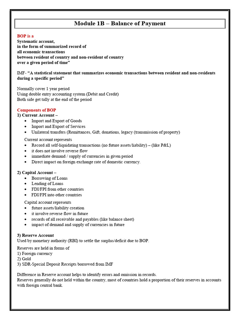 M-1B-Balance of Payment | PDF | Balance Of Payments | Capital Account