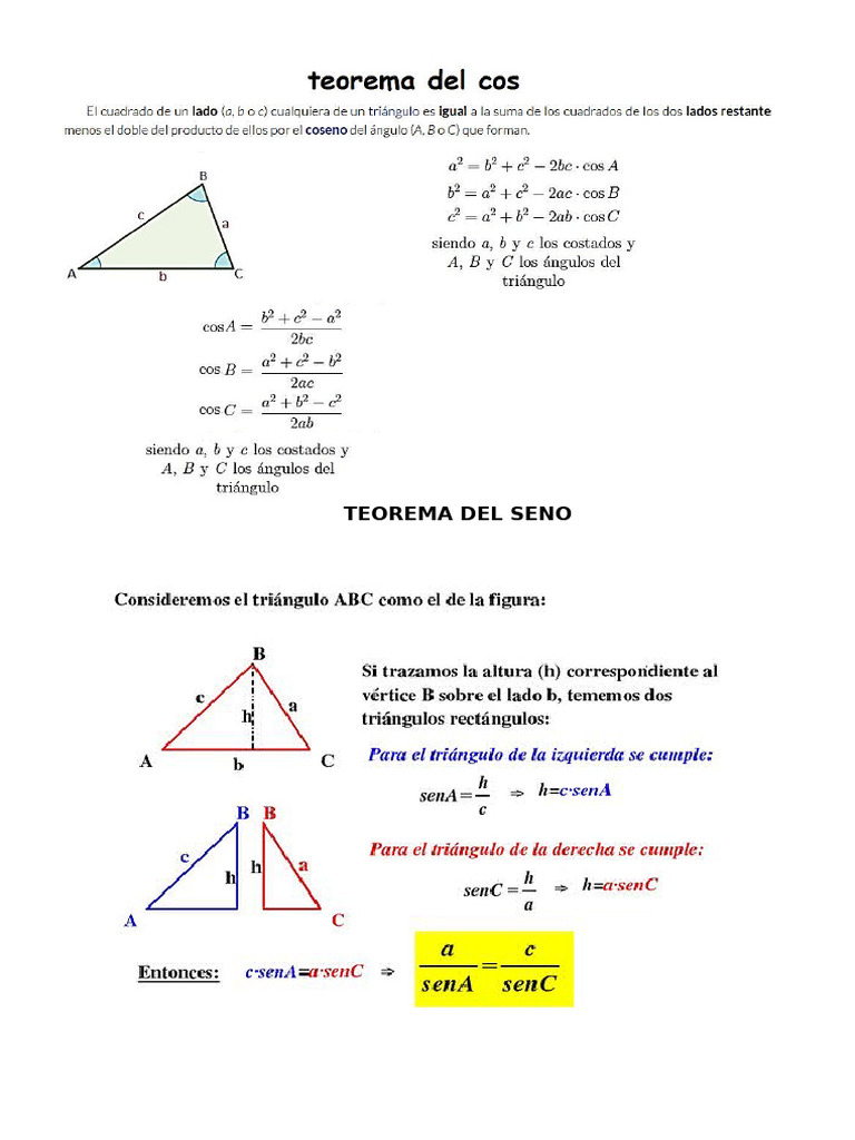 Teorema Seno y Coseno | PDF
