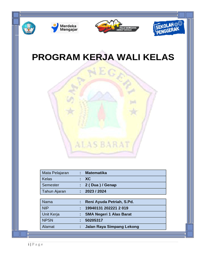 Program Wali Kelas XC 2023/2024 | PDF