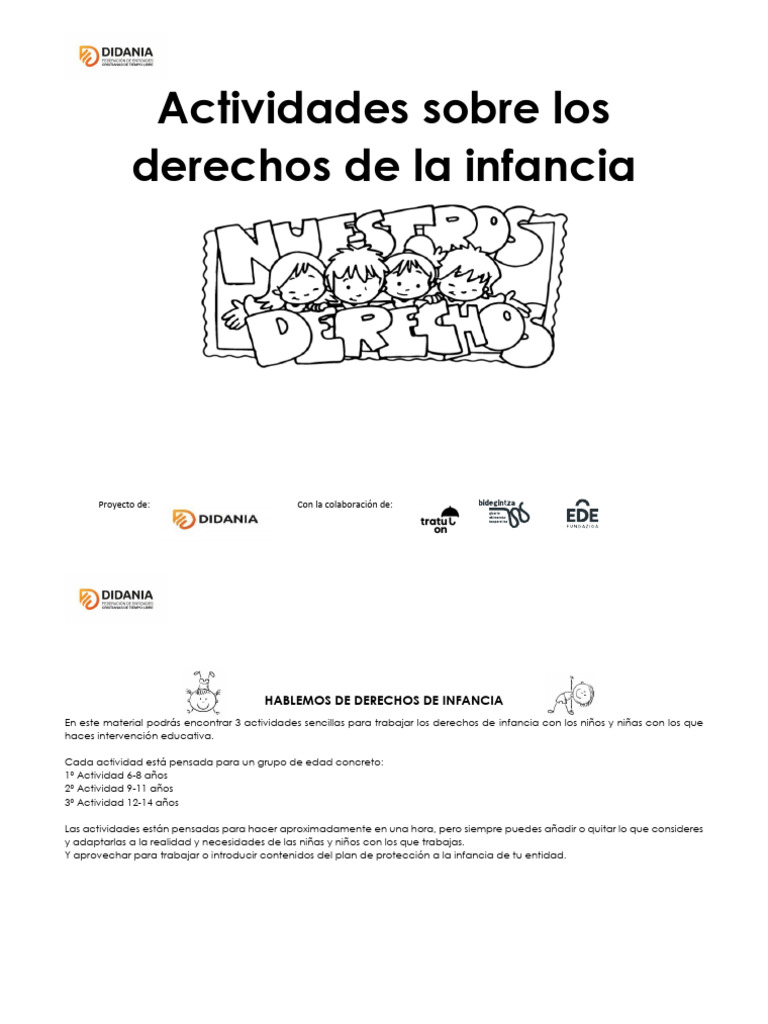 Didania Tratu On Actividades 6-14 Anos Derechos Infancia | PDF ...