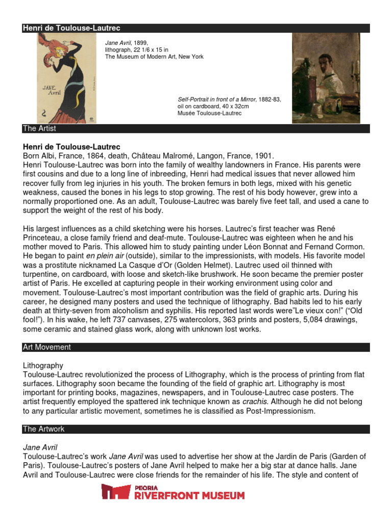 Toulouse-Lautrec: Art and Influence | PDF | The Arts