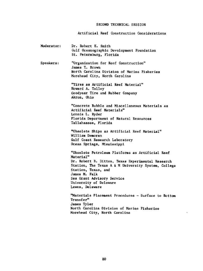 Artificial Reef Construction Consideration | PDF