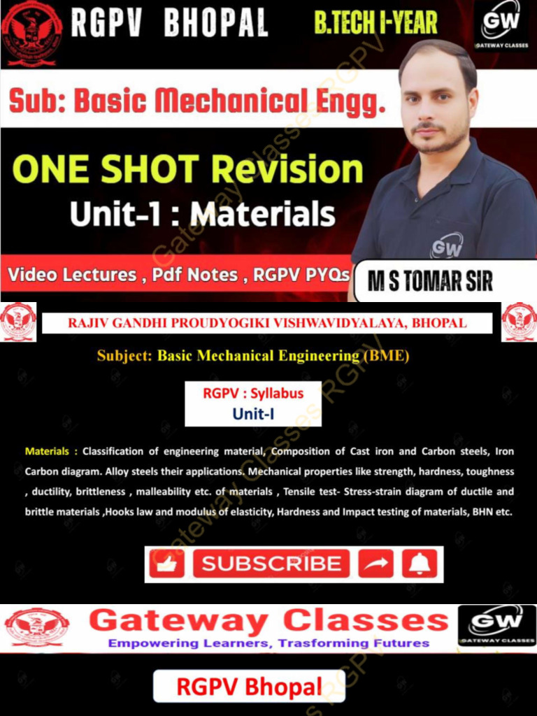 RGPV BME U-1 One Shot Revision Notes | PDF