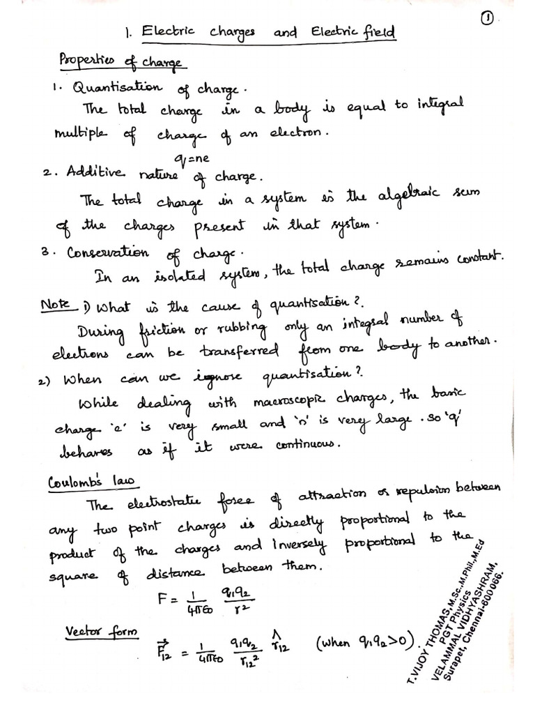 Ch 1- Electric Charges and Fields | PDF