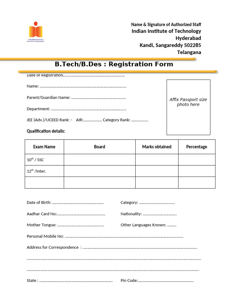 UG - Registration Forms - Registration Form | PDF