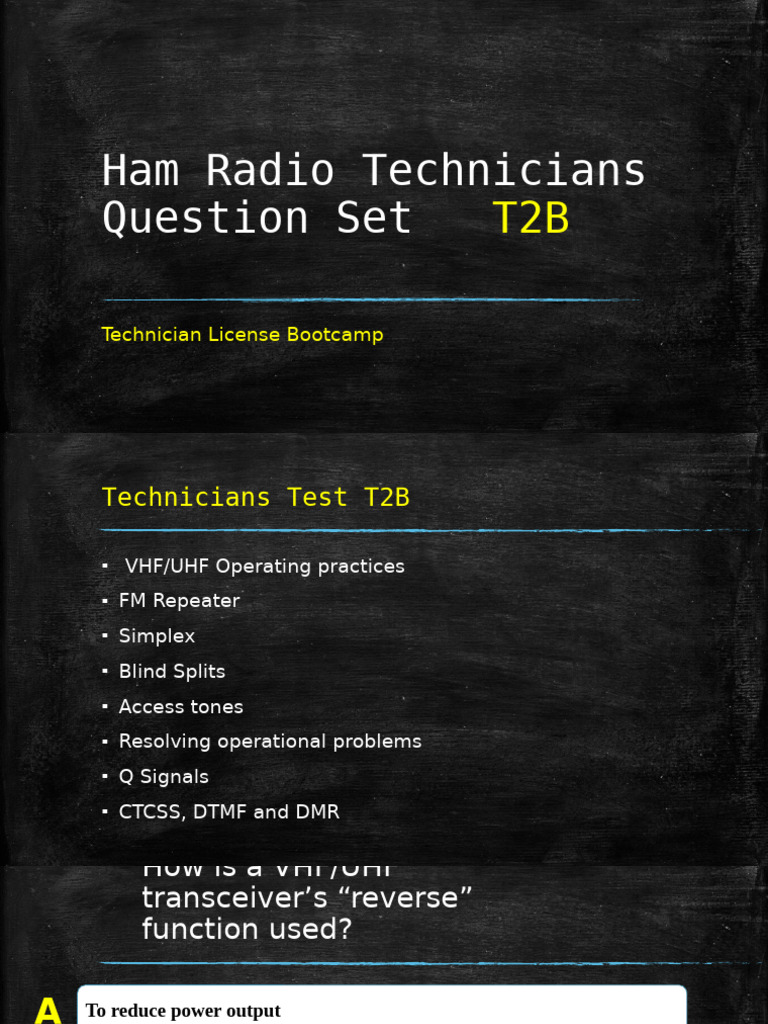 Ham Radio Technicians T2B Questions | PDF | Radio Wave | Broadcasting
