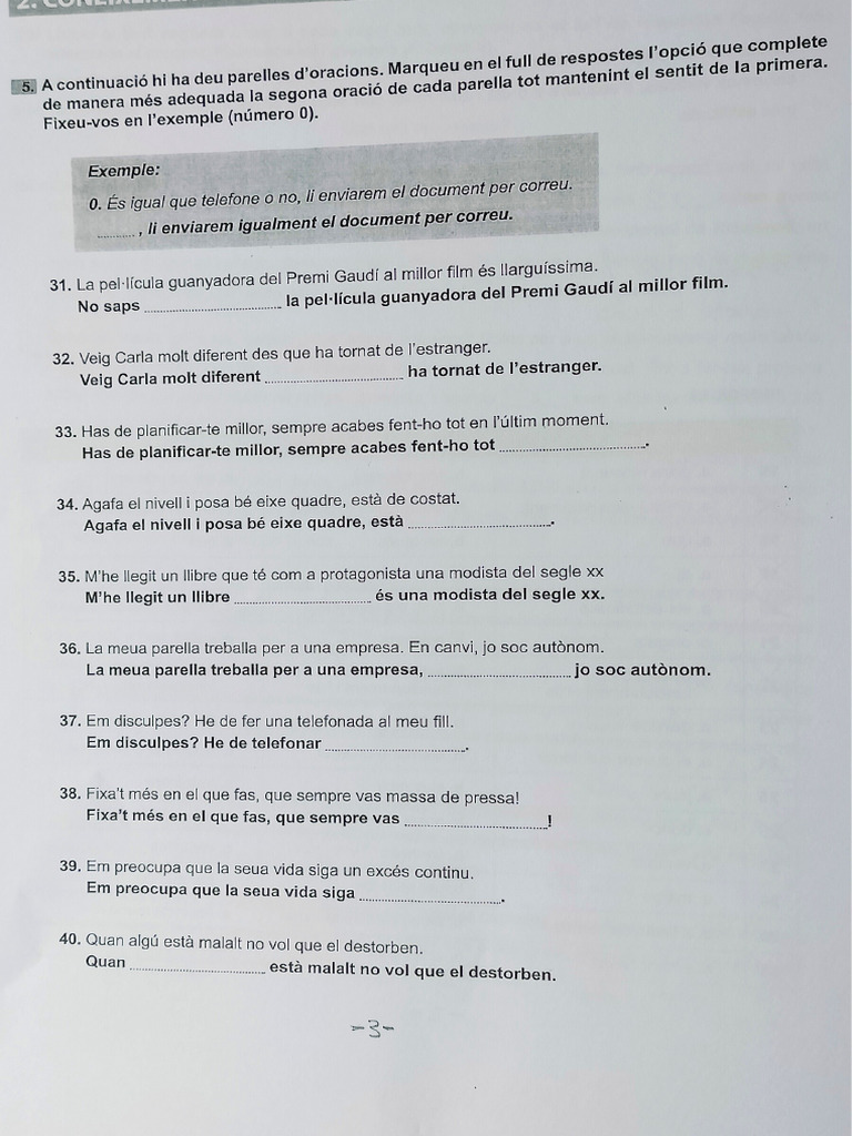 Examen Gramática c1 Valenciano | PDF