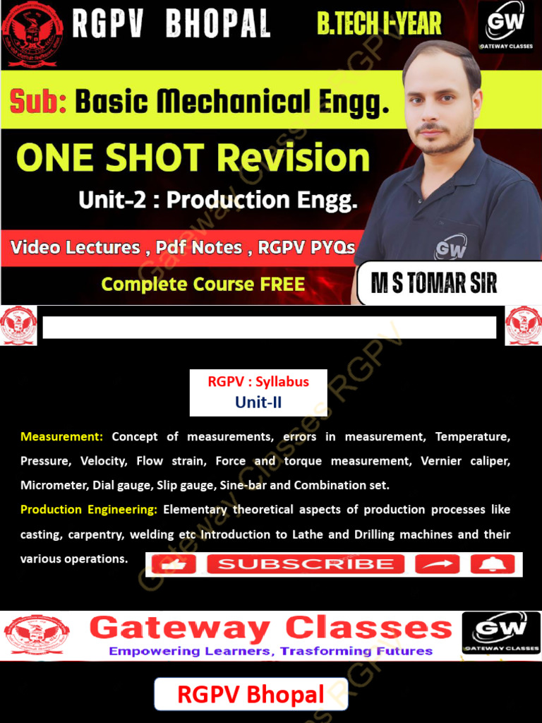 RGPV BME U-2 One Shot Revision Notes | PDF | Welding | Construction