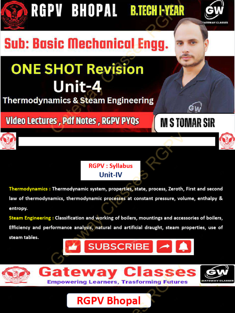 RGPV BME U-4 One Shot Revision Notes | PDF | Boiler | Steam
