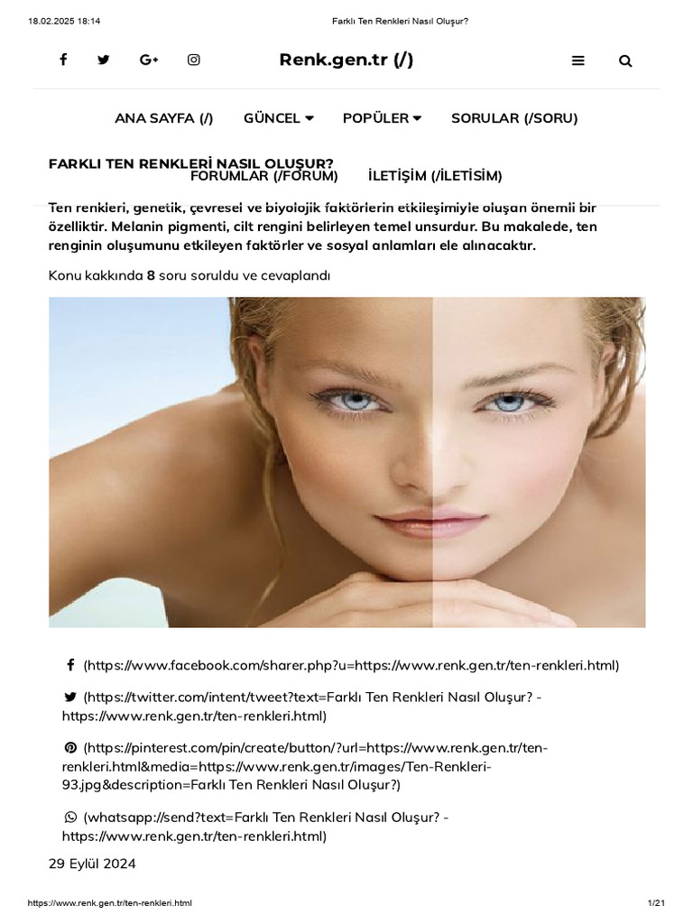 Farklı Ten Renkleri Nasıl Oluşur | PDF