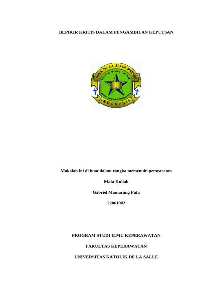 Berpikir Kritis dalam Keperawatan | PDF