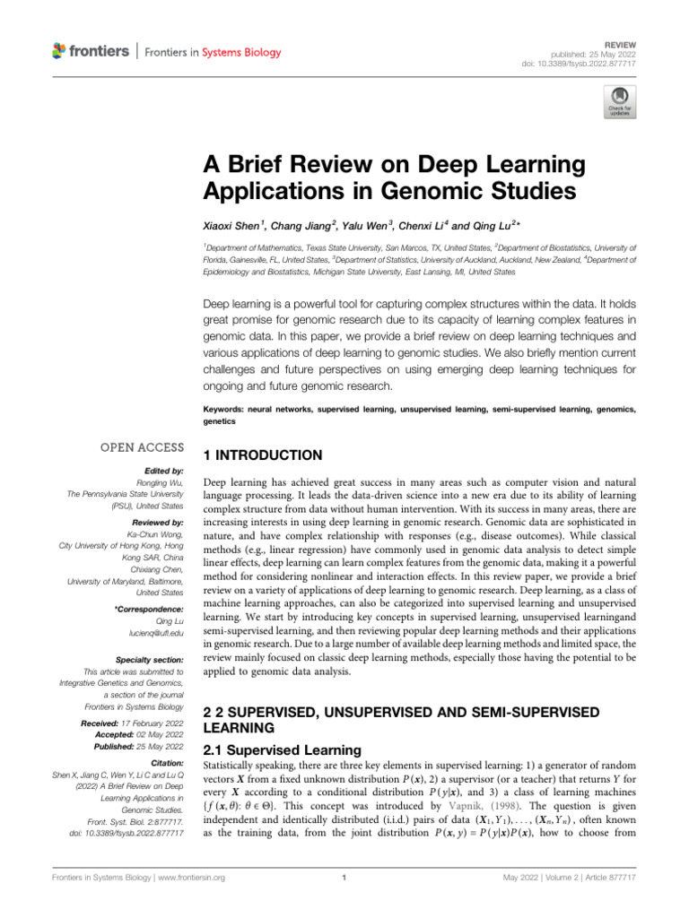 A Brief Review On Deep Learning Applications in Ge | PDF | Deep ...