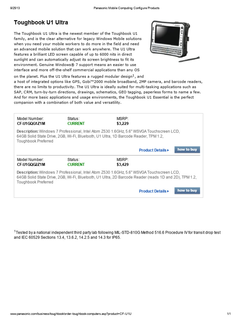 Panasonic Mobile Computing Configure Products | PDF | Computing | Computer Hardware