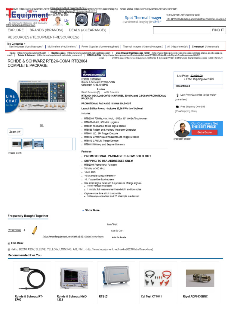 Rohde & Schwarz RTB2K-COM4 RTB2004 Complete Package - TEquipment | PDF | Sampling (Signal ...