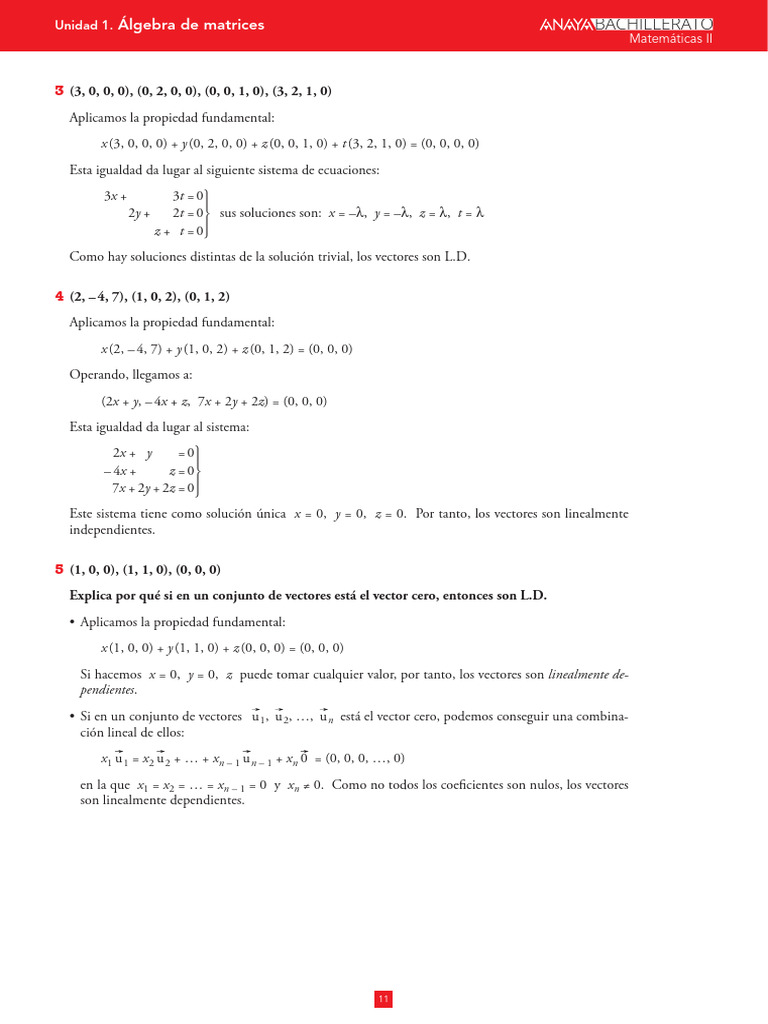 Álgebra de Matrices: Dependencia y Rango | PDF | Matriz (Matemáticas ...