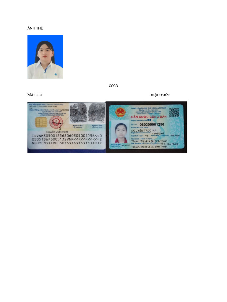 Ảnh Thẻ Và CCCD | PDF