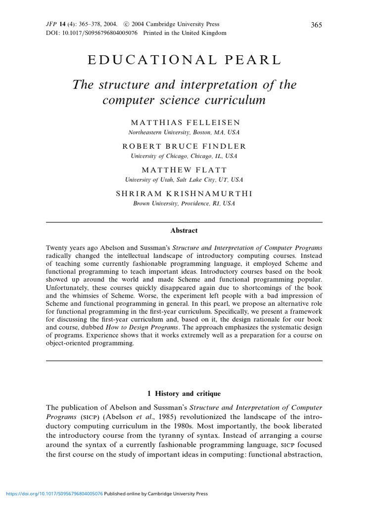 the-structure-and-interpretation-of-the-computer-science-curriculum | PDF | Computer Program ...