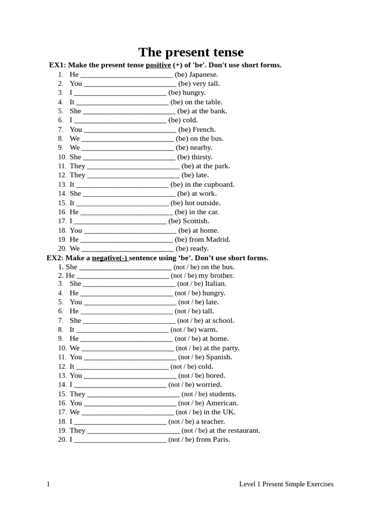 Present Simple Exercises | PDF | Drink | Foods