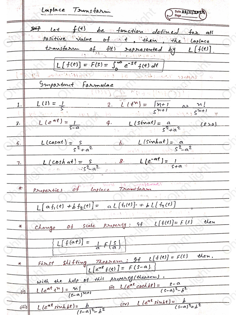 Laplace Transform Mathematics Formulas by Ohm-Light | PDF | Laplace ...