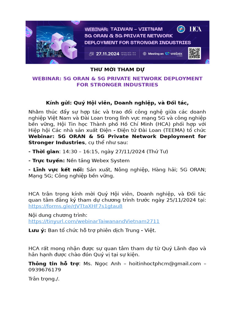 Thu Moi Webinar 5G Teema - HCA | PDF