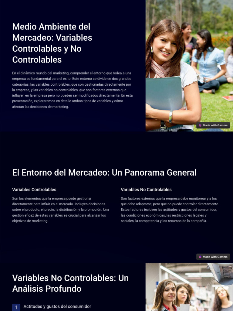 Medio Ambiente Del Mercadeo Variables Controlables y No Controlables ...