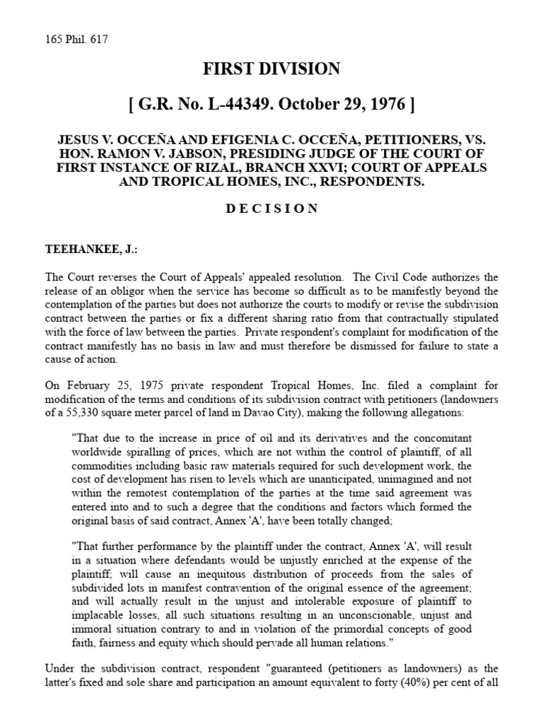 Occena and Occena vs. Jabson, Et Al., G.R. No. L-44349, October 29 ...