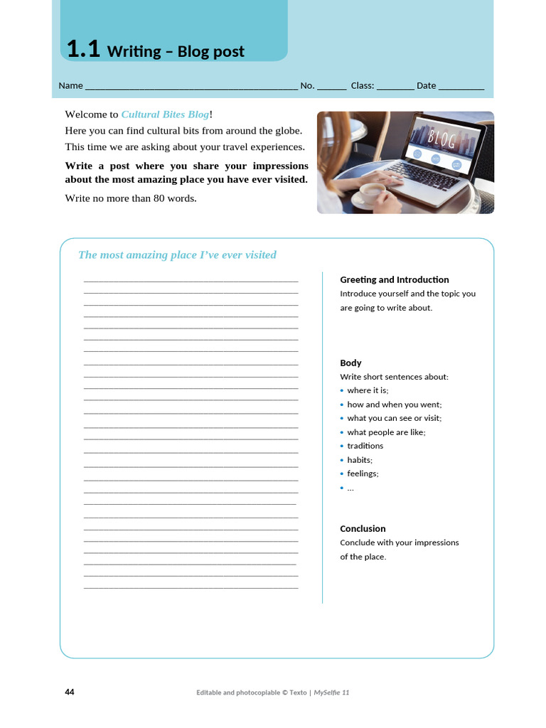Standard - Writing - U1.1-1.2 - Blog Post - Narrative Text | PDF | Linguistics | Languages