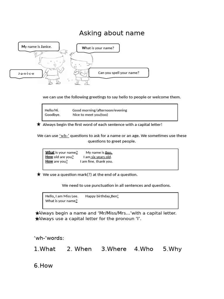 Asking About Name and Classes | PDF | Language Mechanics | Grammar