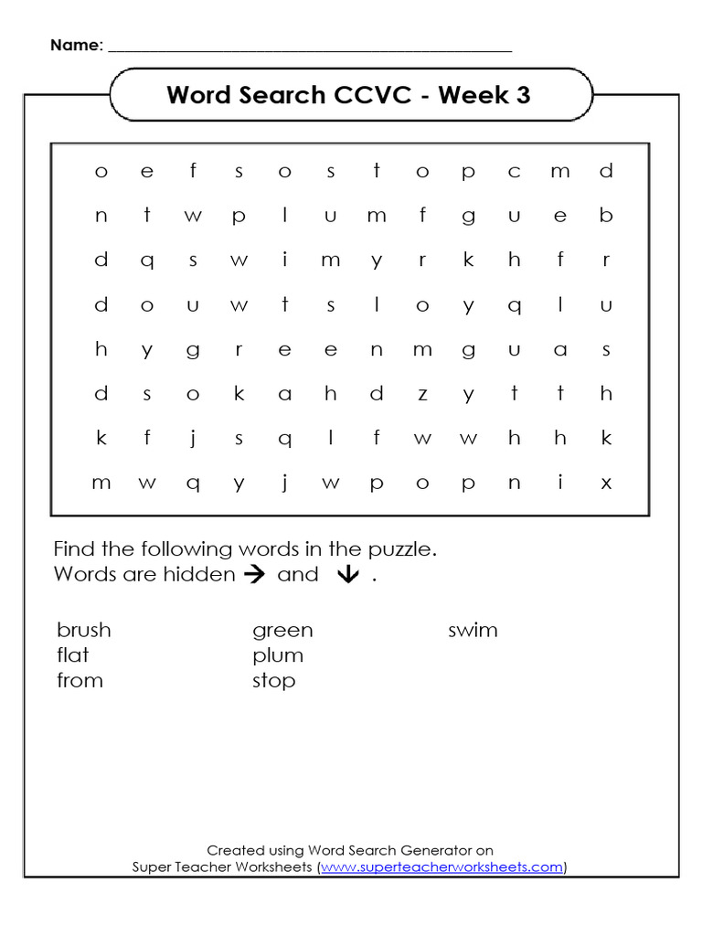 Super Teacher Worksheets_ Word Search CCVC - Week 3 - Super_Teacher ...