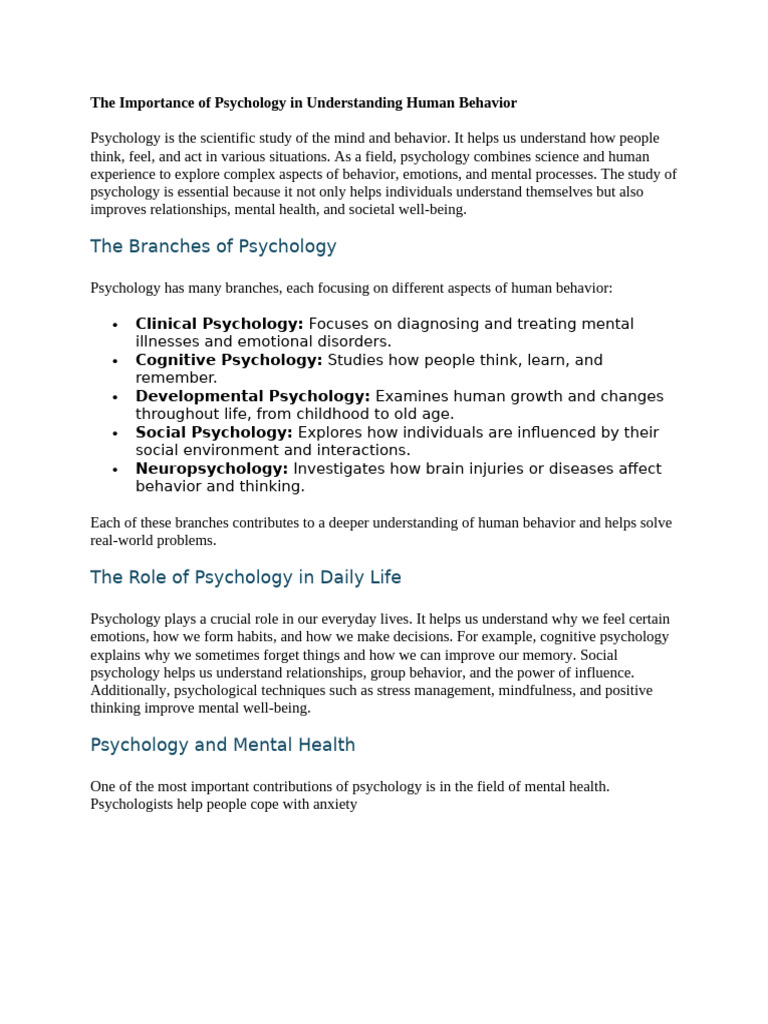 Psychology Essays | PDF