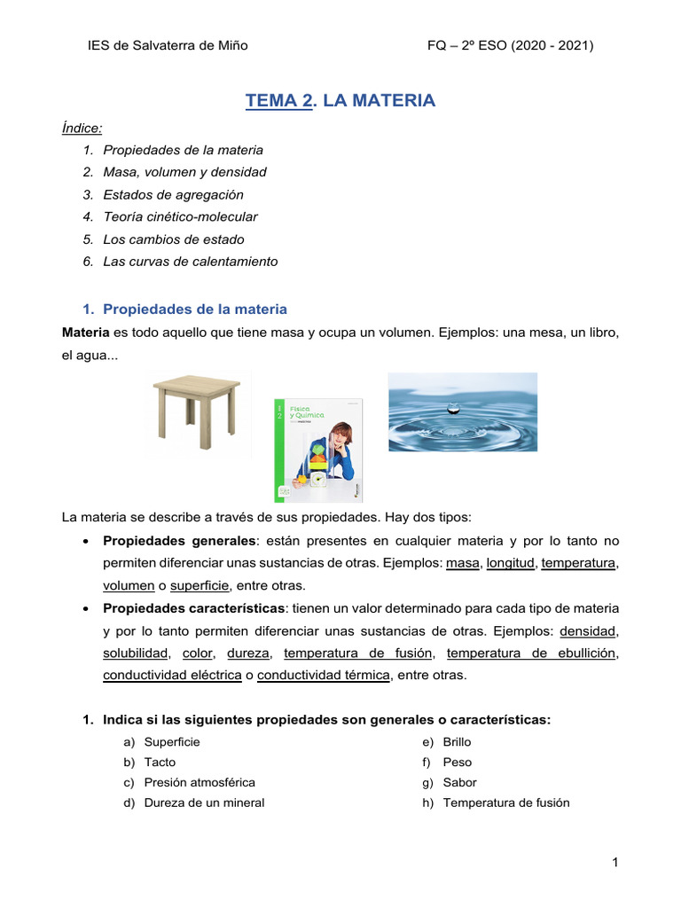 Propiedades y Estados de la Materia | PDF | Gases | Líquidos