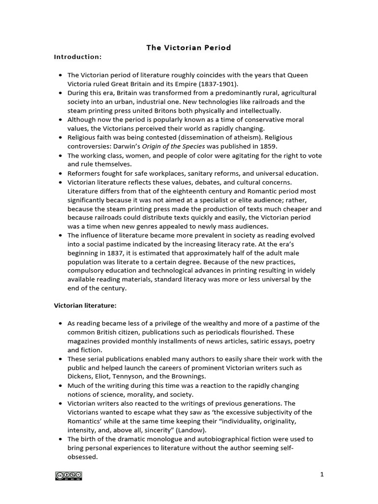 Overview of Victorian Literature | PDF | Victorian Literature ...