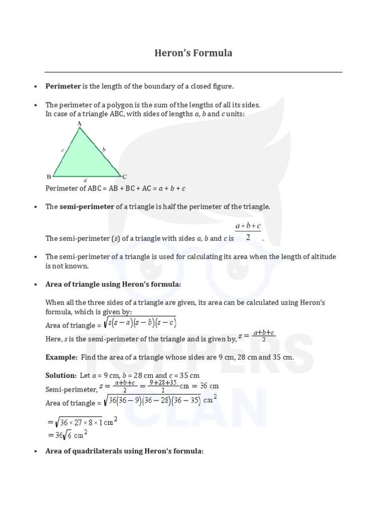 Heron's Formula | PDF