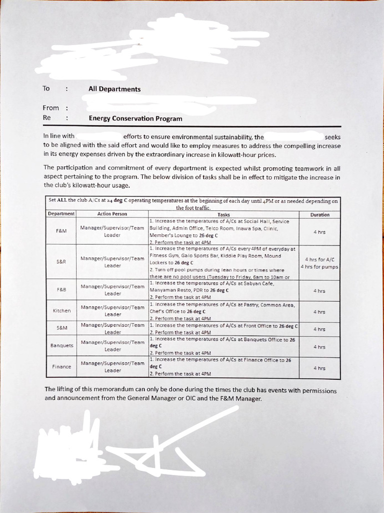 Energy Conservation Memo | PDF | Environmental Social Science ...
