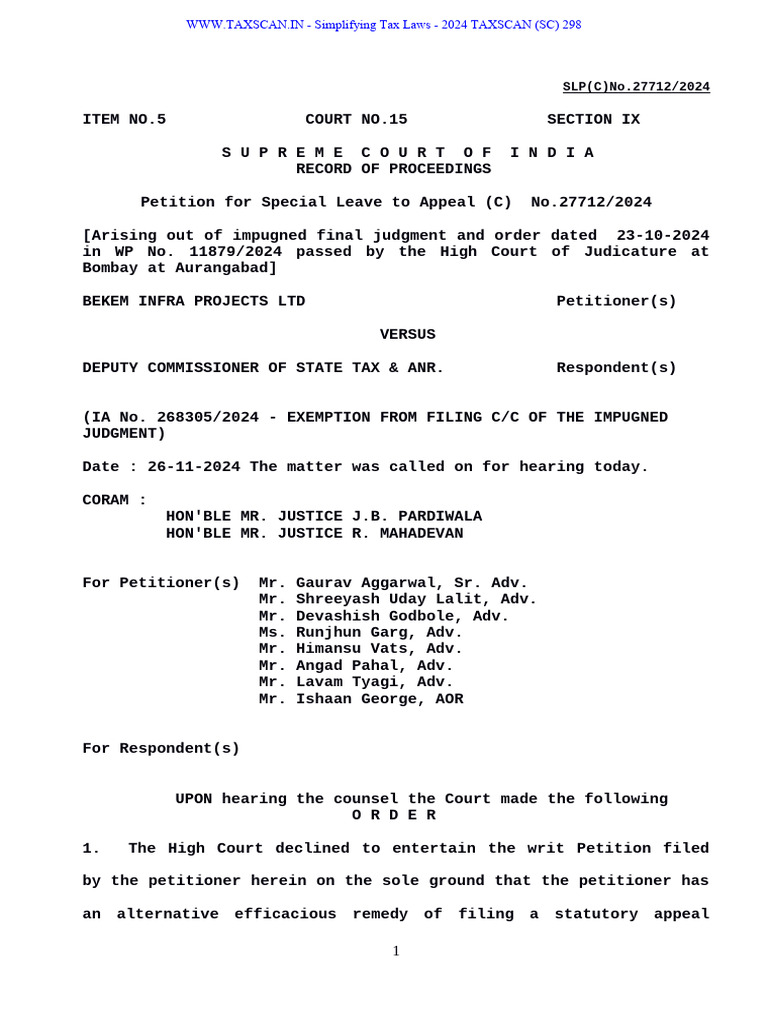 Bekem Infra vs. State Tax Appeal Case | PDF | Appeal | Government ...