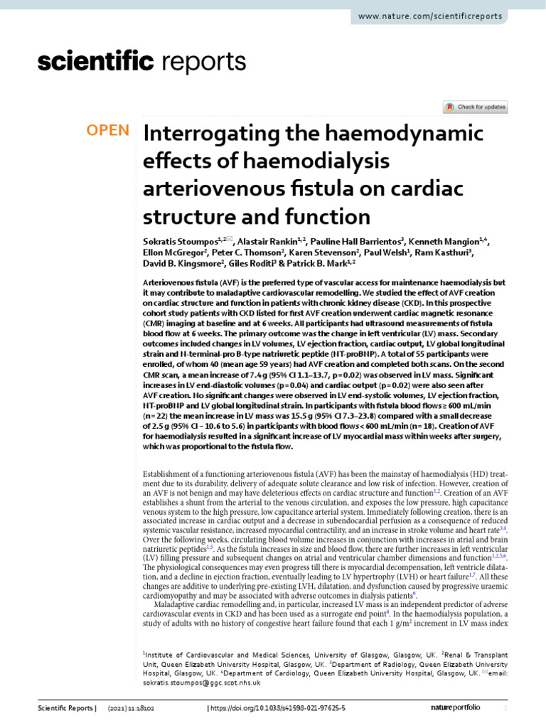 Haemodialysis AVF LV Enlargement | PDF | Cardiovascular System ...