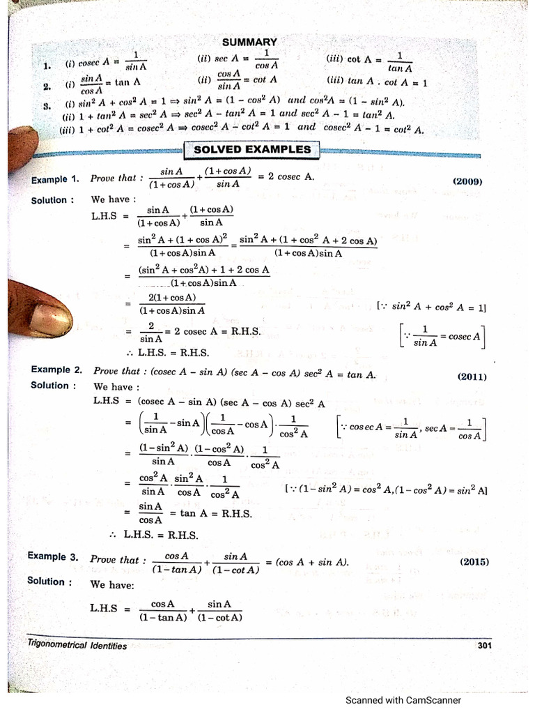 Trigonometry EX 22A | PDF