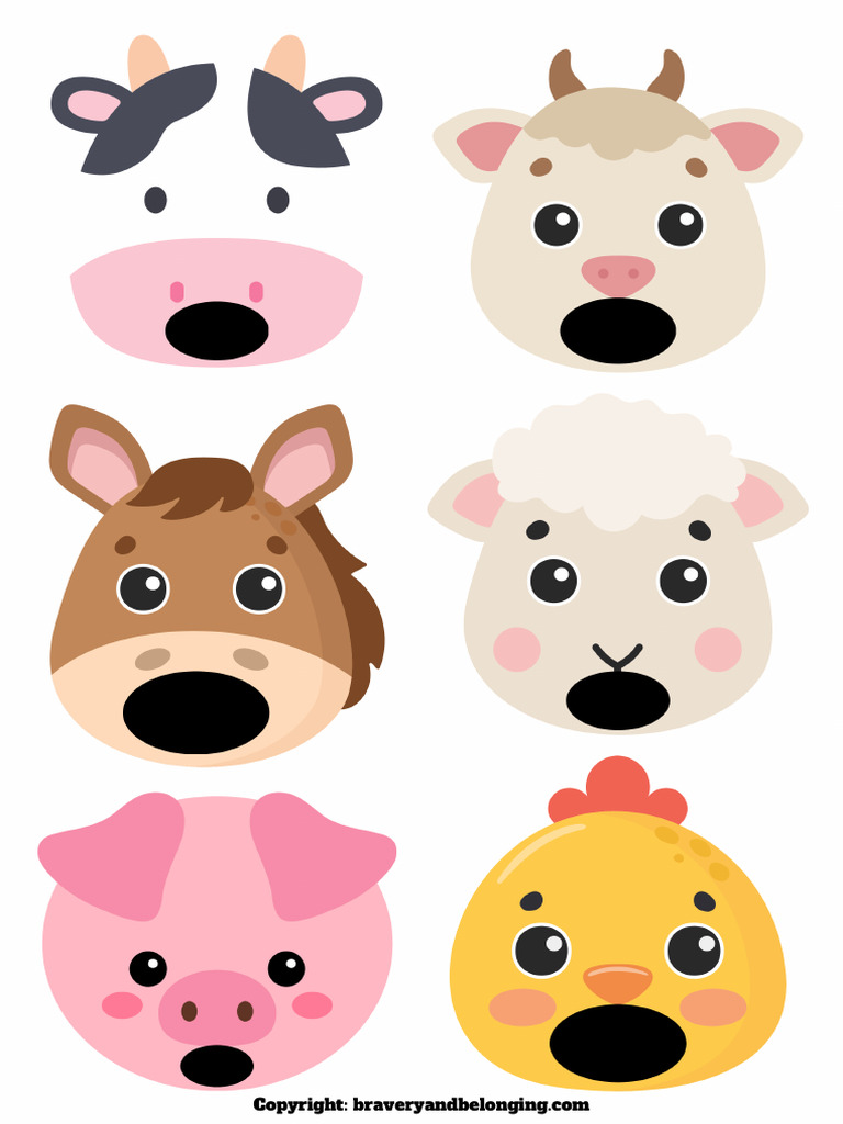 Farm Animal Faces Farm Animal Faces Printable | PDF