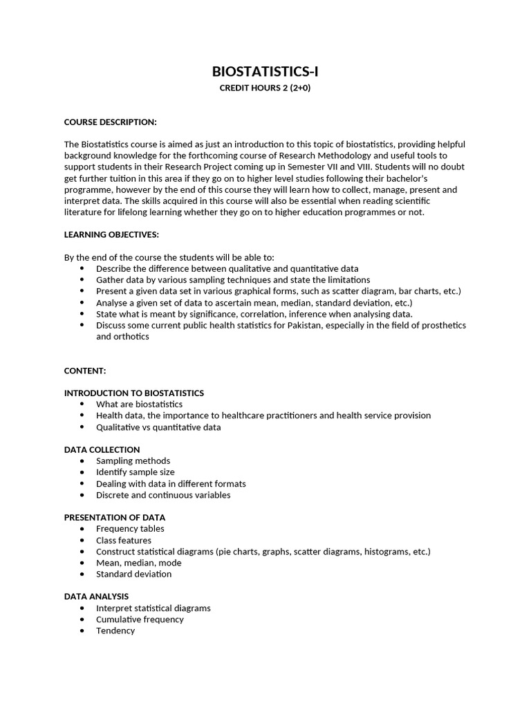BIOSTATISTICS | PDF | Statistics | Biostatistics