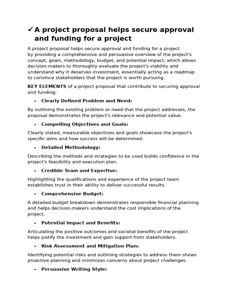 Key Elements of a Project Proposal | PDF